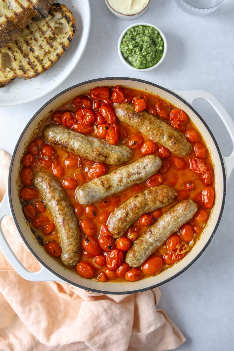 Roasted Sausage with Tomatoes and Garlic - Craving California