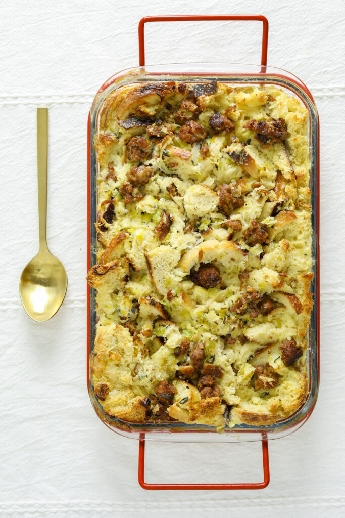 Savory Bread Pudding with Sausage and Sage - Craving California