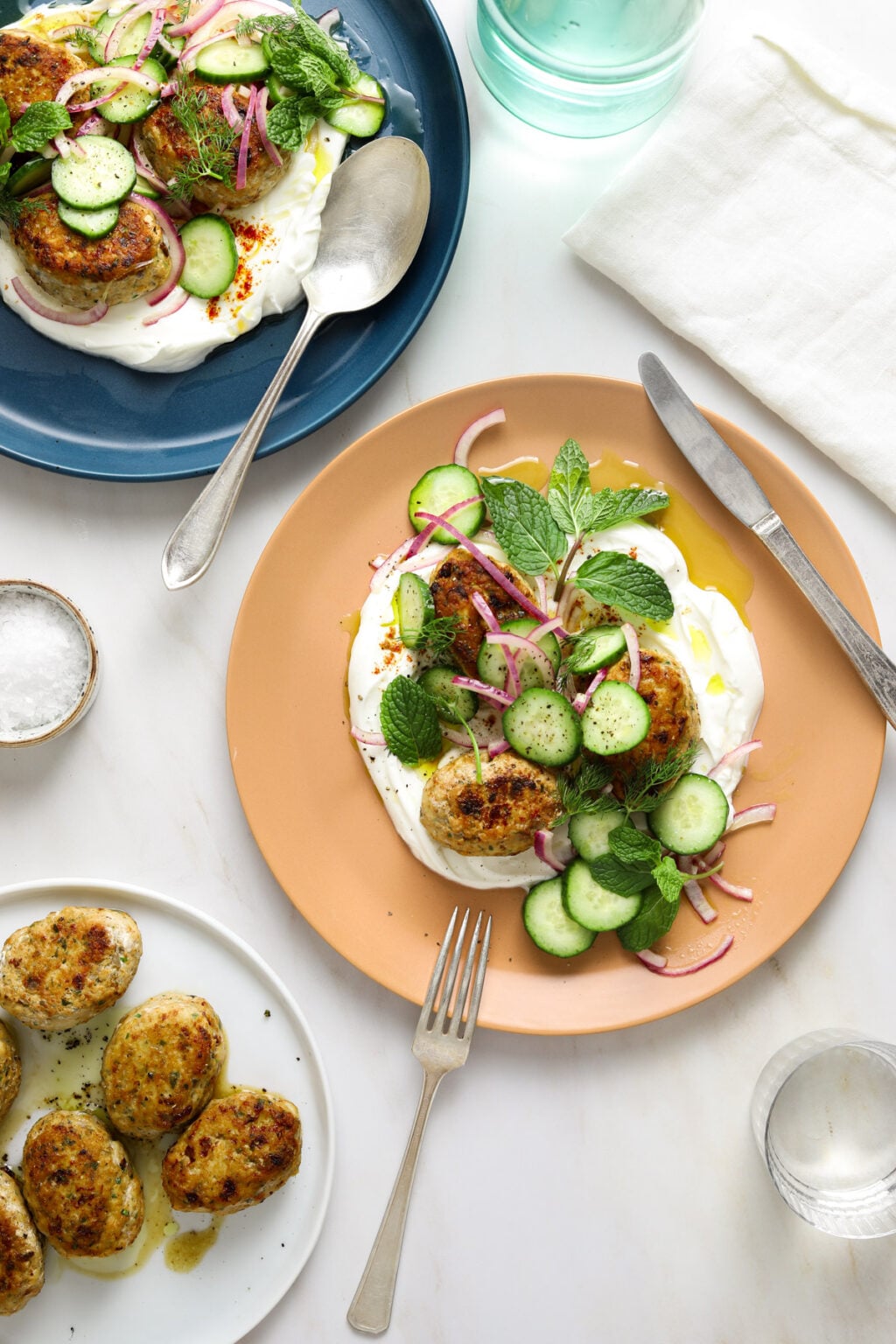 Chicken Koftas with Yogurt and Herb Salad (Middle Eastern Meatballs ...