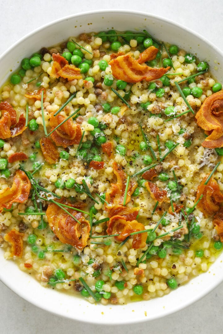 Fregola with Pancetta, Peas and Parmesan - Craving California