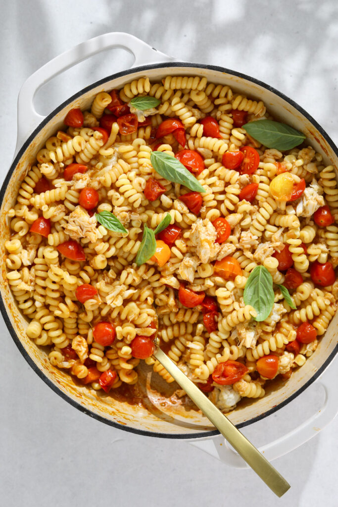 Crab Pasta with Corn, Tomatoes and Basil - Craving California