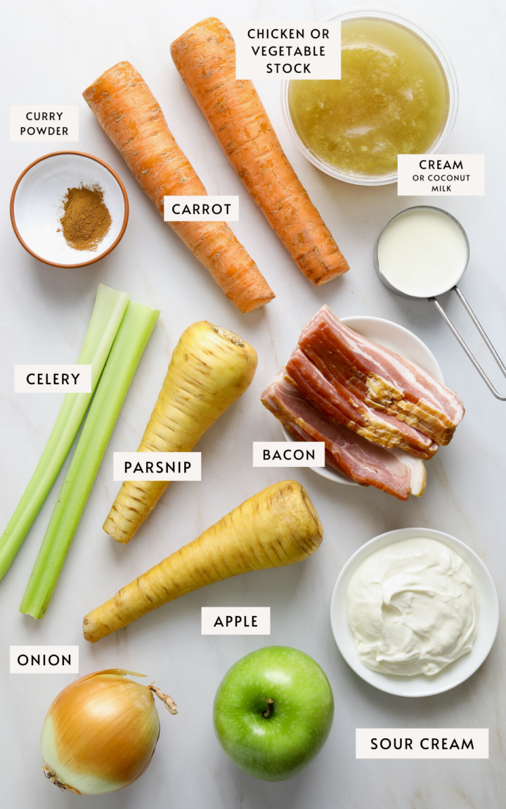 Carrot and Parsnip Soup with Apple and Bacon - Craving California