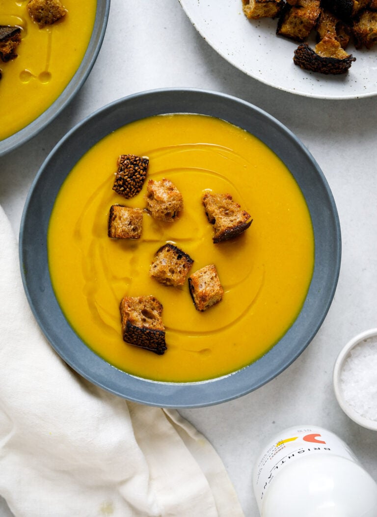 Roasted Kabocha Squash Soup with Buttery Croutons - Craving California