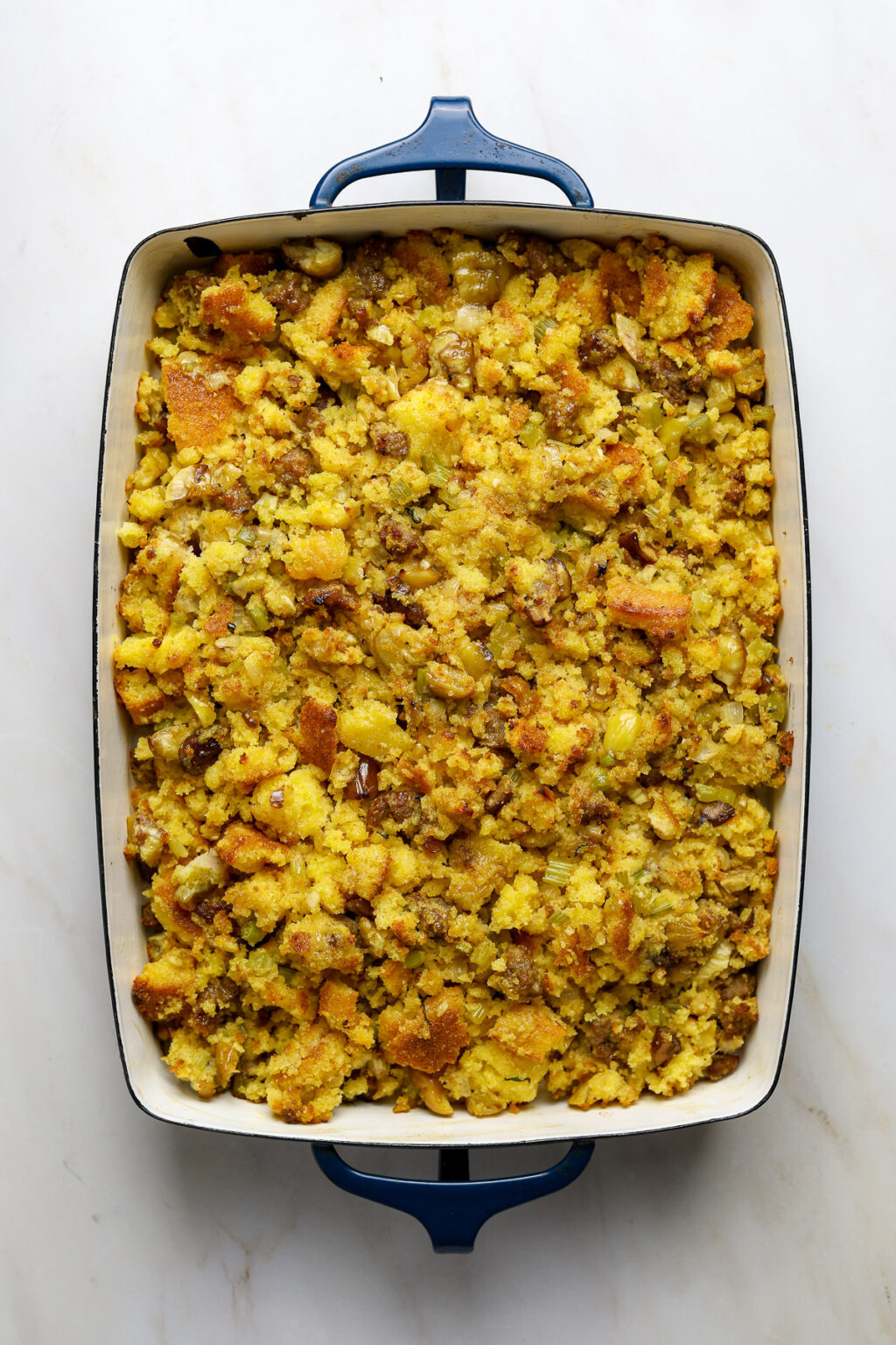 Cornbread Stuffing with Sausage, Sage and Chestnuts - Craving California